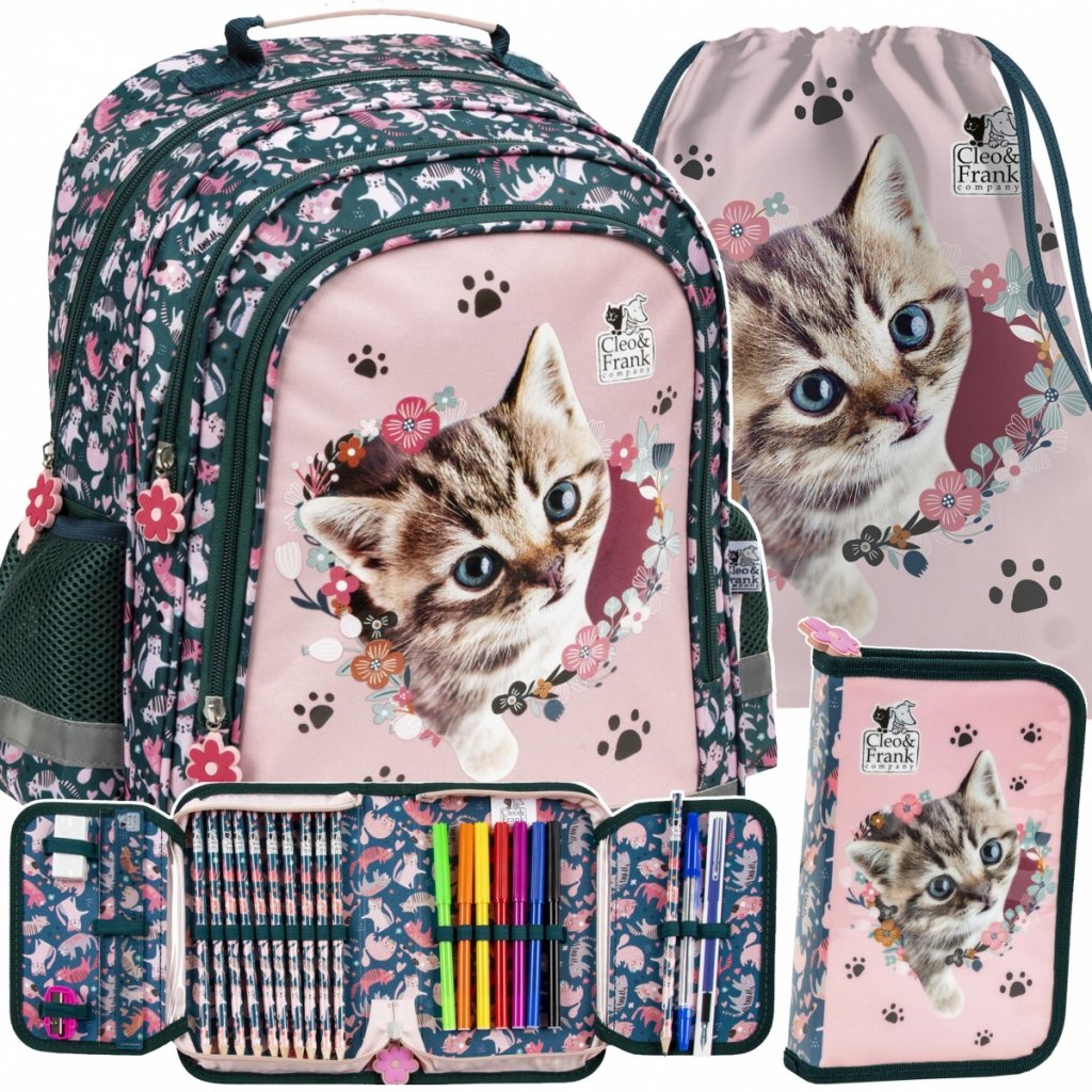 Plecak Kotki z Kotkiem komplet szkolny 3w1 [PL15BCF41] iplecaki.pl