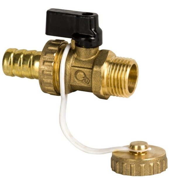 ZAWÓR KUREK KRANIK SPUSTOWY KULOWY 3/4 ZE ZŁĄCZKĄ NA WĄŻ MOSIĘŻNY SOLIDNY ART.810-20.MOT.