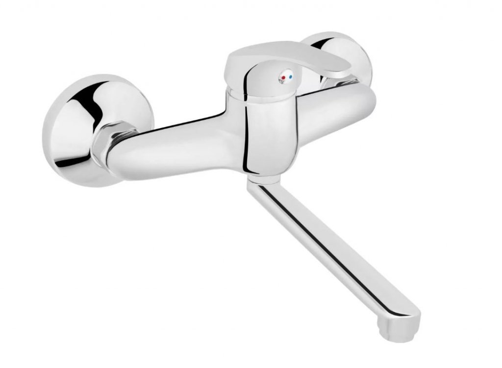 Ferro Basic bateria umywalkowa ścienna z ruchomą wylewką chrom ...