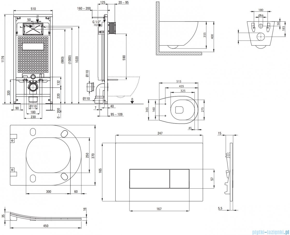 Deante Silia Bianco podtynkowy zestaw WC z miską + deską wolnoopadającą ...