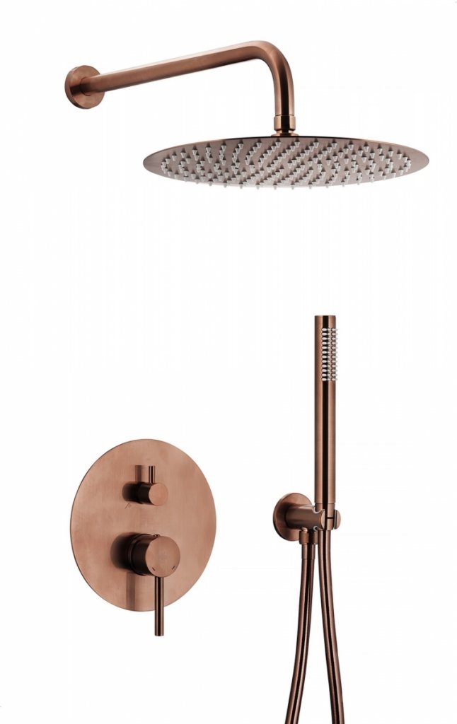 ARMATURAKRAKÓW KFA Zestaw prysznicowy podtynkowy MOZA BRUSHED ROSE GOLD MIEDŹ SZCZOTKOWANA 5039 ...