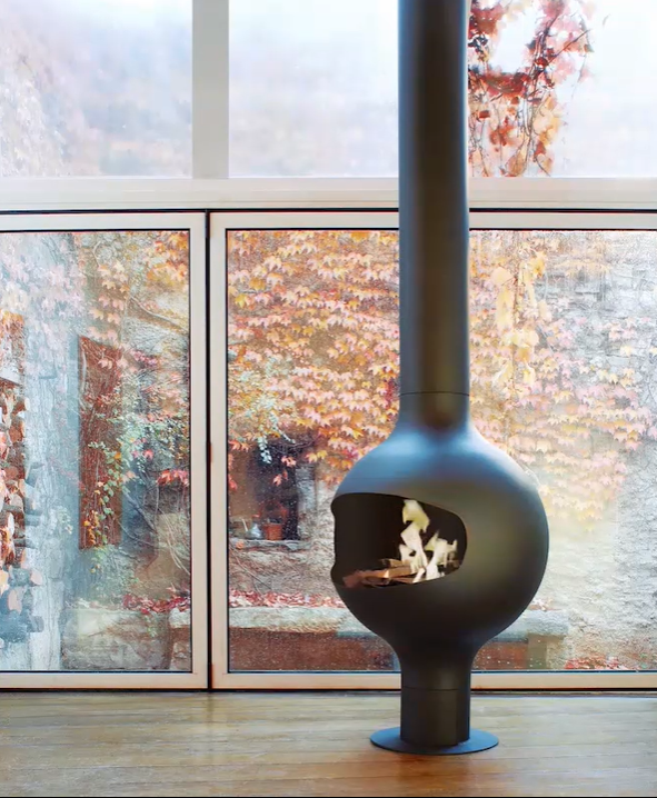 KOMINEK GAZOWY FOCUS Bathyscafocus na podstawie gazowy - Kominki FOCUS - Kominki gazowe ...