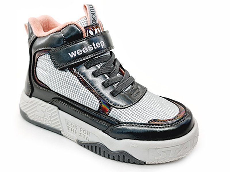 Weestep R567765630 TH - srebrne trzewiki dziewczęce ocieplane