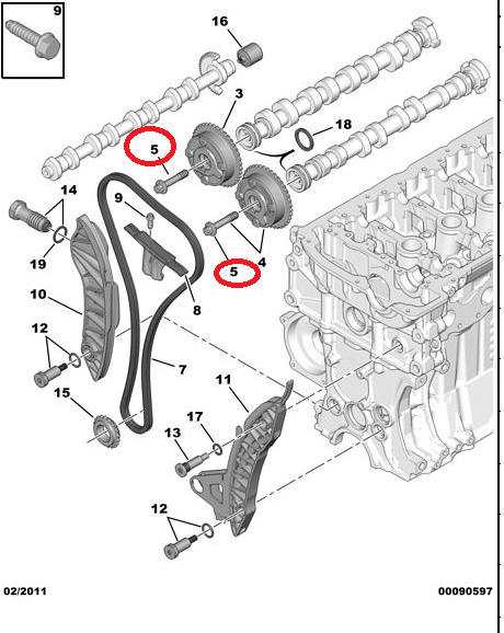 ŚRUBA KOŁA WAŁKA ROZRZĄDU 1.4 VTI 1.6 VTI 1.6 THP CITROEN - Rozrząd ...
