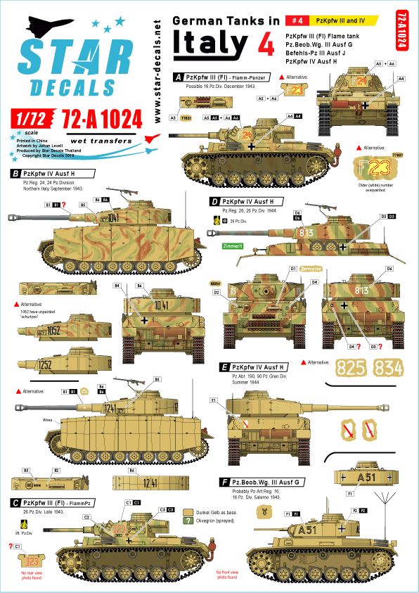Star Decals 72-A1024 German tanks in Italy # 4. PzKpfw III and IV. 1 72 ...