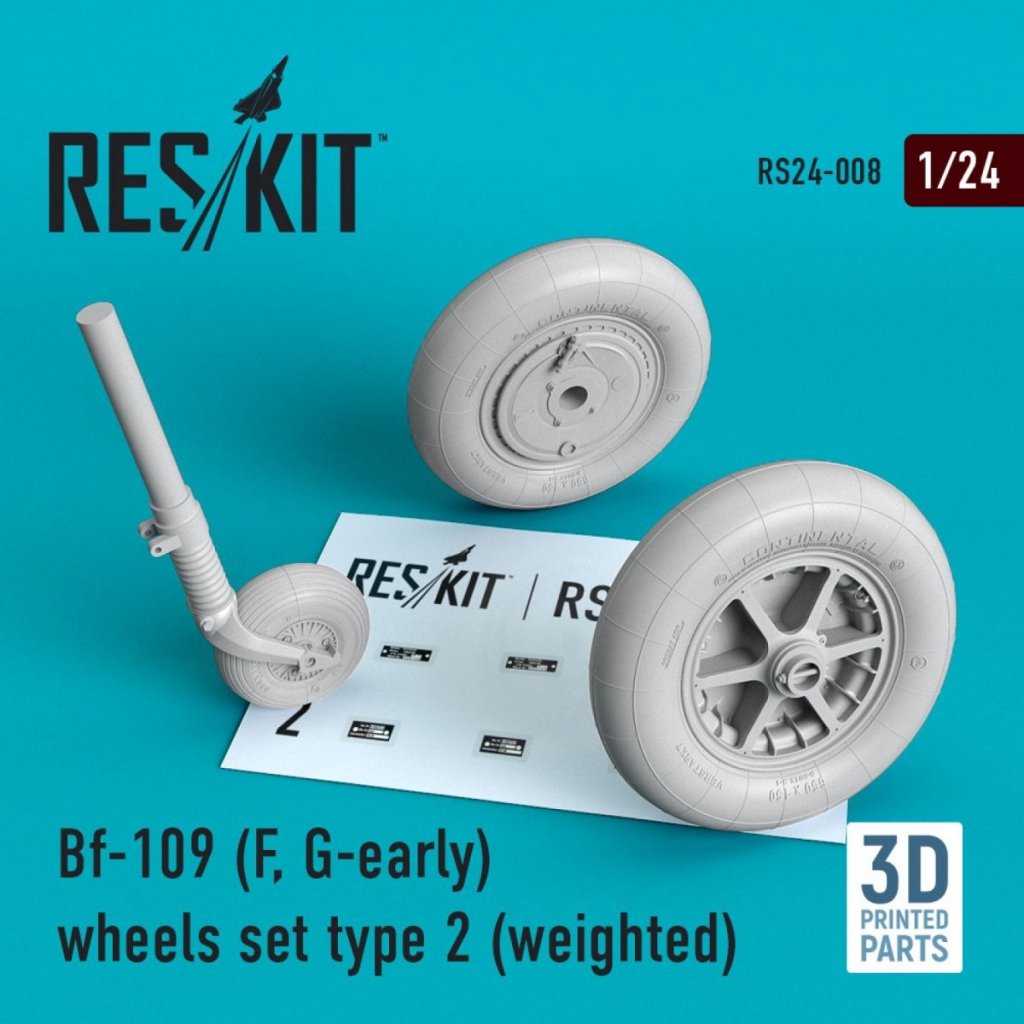 RESKIT RS24-0008 BF-109 (F, G-EARLY) WHEELS SET TYPE 2 (WEIGHTED) 1 24 ...