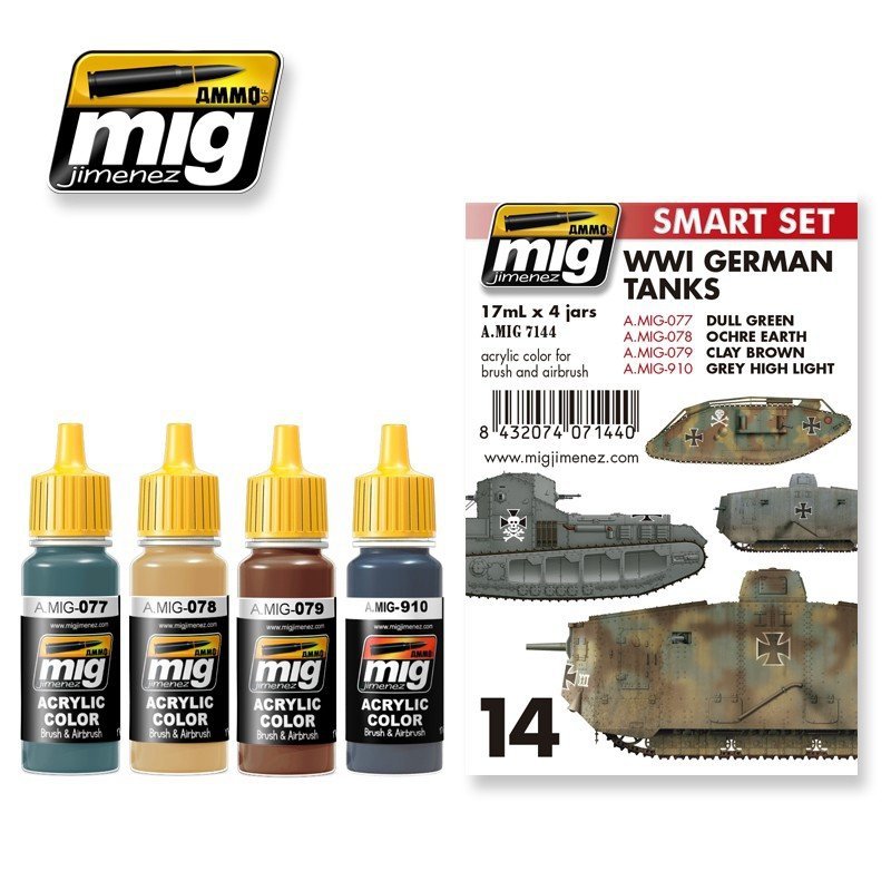 AMMO of Mig Jimenez 7144 WWI GERMAN TANKS 4x17ml - Smart Sets Colors ...