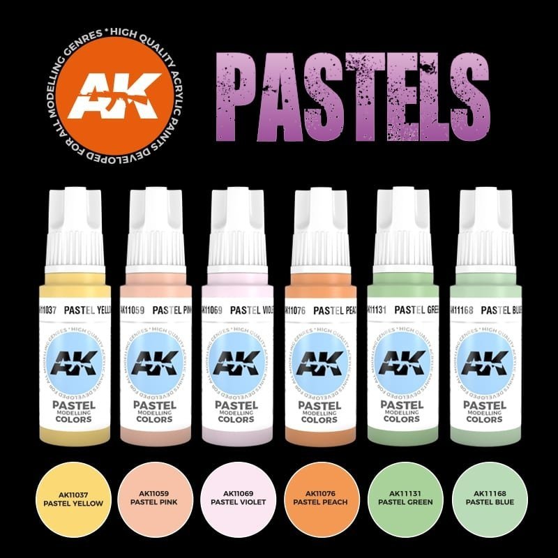 AK Interactive AK11607 PASTELS COLORS SET 6x17 ml - AK 3GA (3rd ...