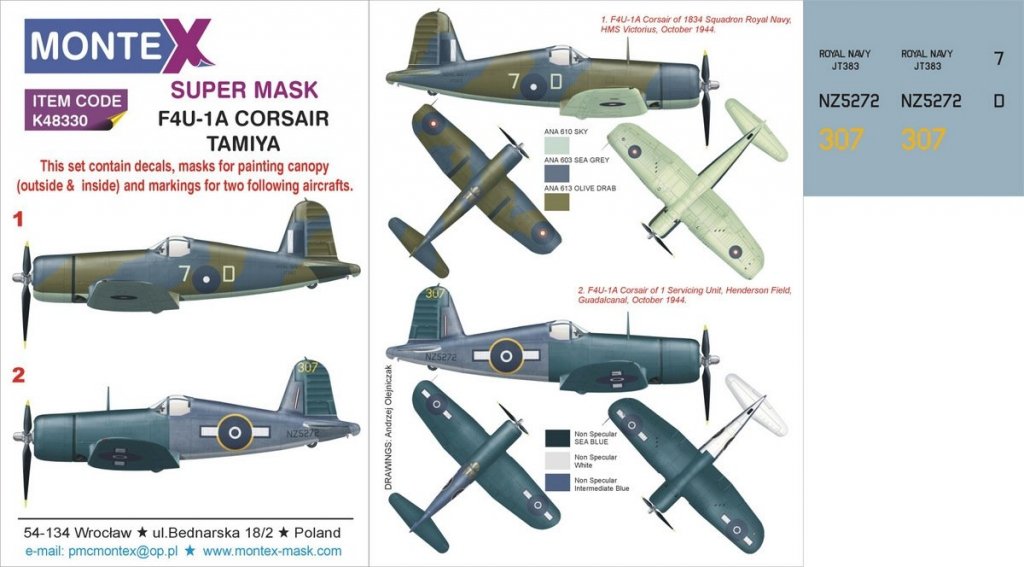 Montex K48330 F4U-1A CORSAIR 1 48 - scale 1:48 - Super Mask - Montex ...