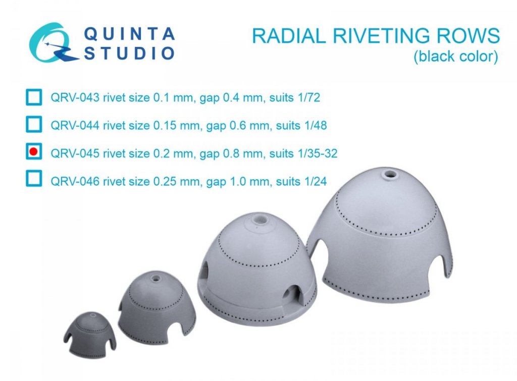 Quinta Studio QRV-045 Radial riveting rows (rivet size 0.2 mm, gap 0.8 ...