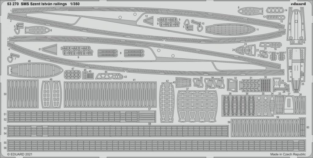 Eduard 53270 SMS Szent István railings TRUMPETER 1 350 - skala 1:350 ... Eduard 53270 SMS Szent István railings TRUMPETER 1 350 - skala 1:350 ...