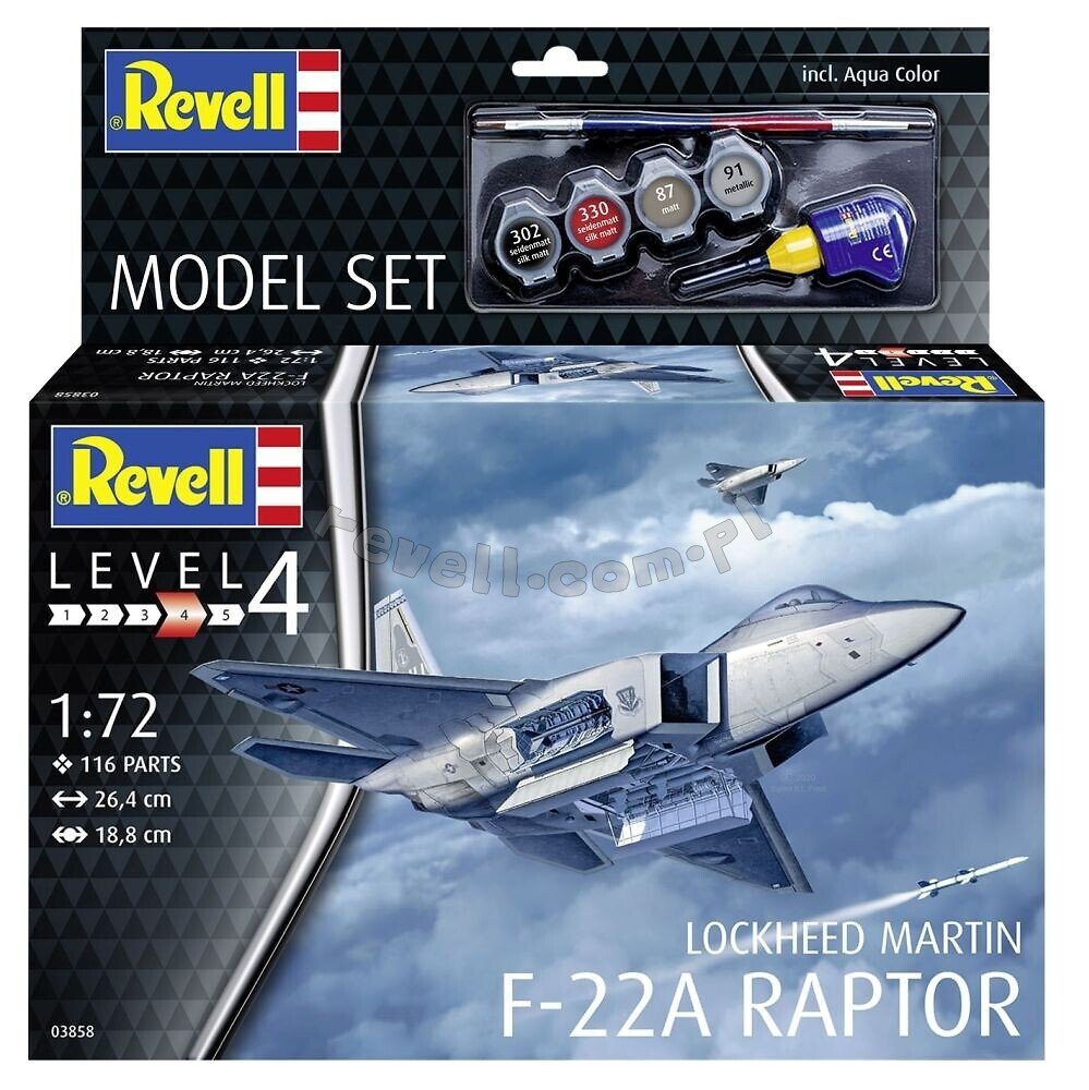 Revell 63858 Lockheed Martin F-22A Raptor - model set 1 72 - Lotnictwo ...