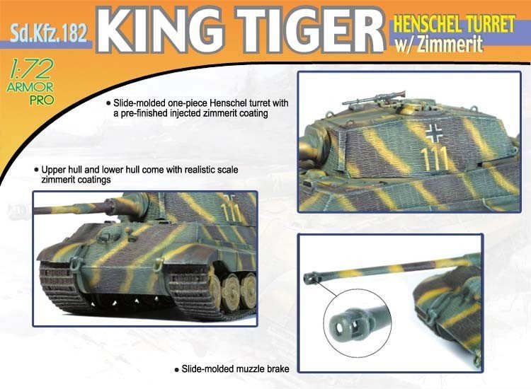 Dragon 7240 King Tiger Henschel Turret w Zimm. (1:72) - 1939-1945 - 1 ...