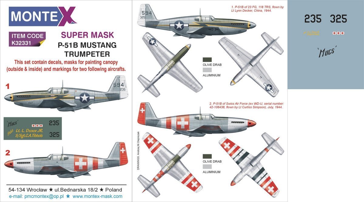 Montex K32331 P-51B 1 32 - scale 1:32 - Super Mask - Montex - Painting ...