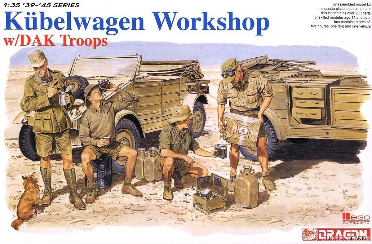 Dragon 6338 Kubelwagen Workshop w DAK Troops (1:35) - scale 1:35 - Figures