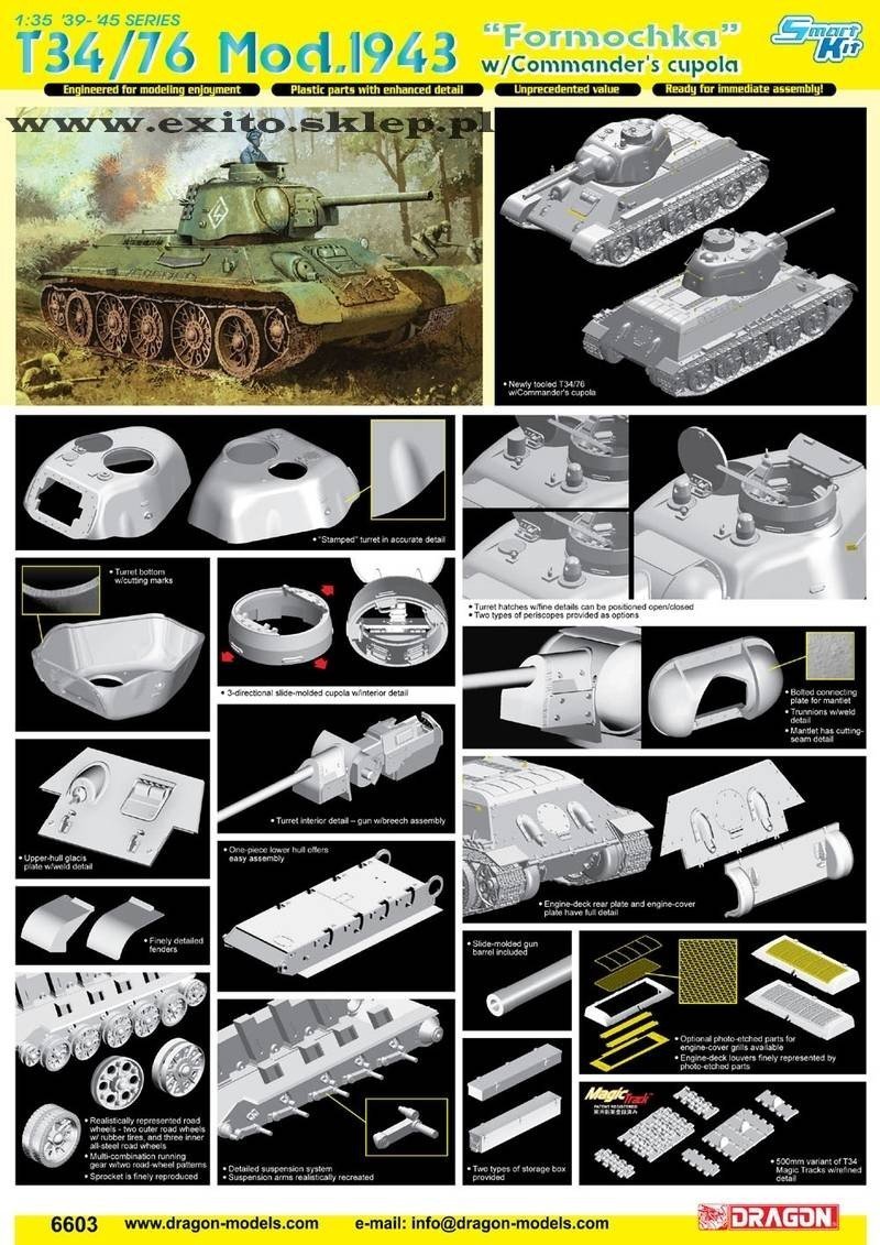 Dragon 6603 T34 76 Mod.1943 Formochka w Commanders cupola (1:35 ...