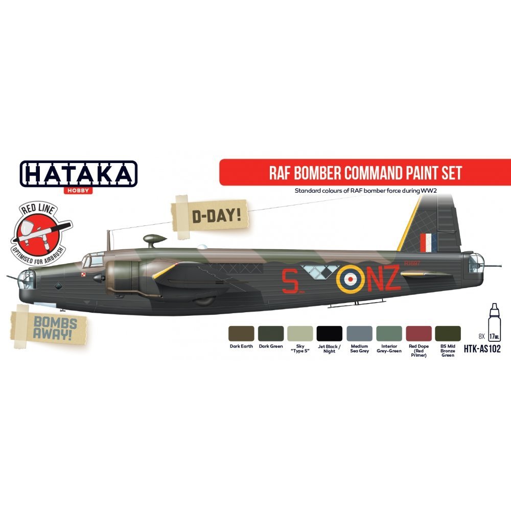 Hataka HTK-AS102 RAF Bomber Command paint set (8x17ml) - RED LINE ...