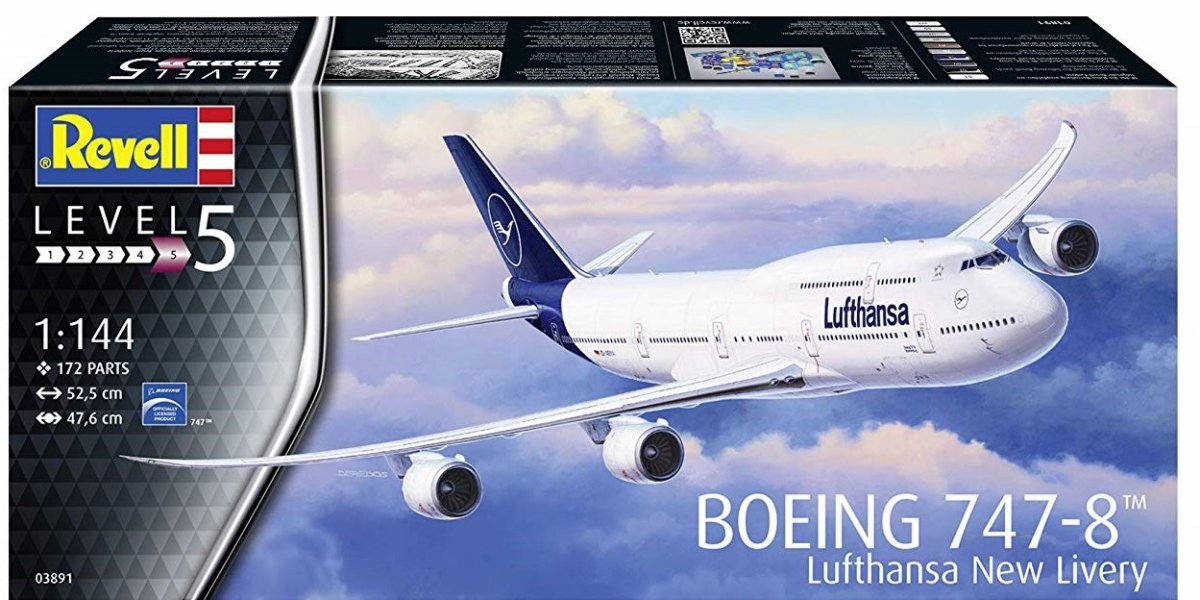 Revell 03891 Boeing 747-8 Lufthansa New Livery (1:144) - 1:144 - Civil ...