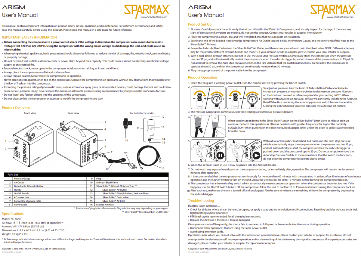 Sparmax ARISM - Mini Air Compressor With 2m Hose - Compressors - Tools