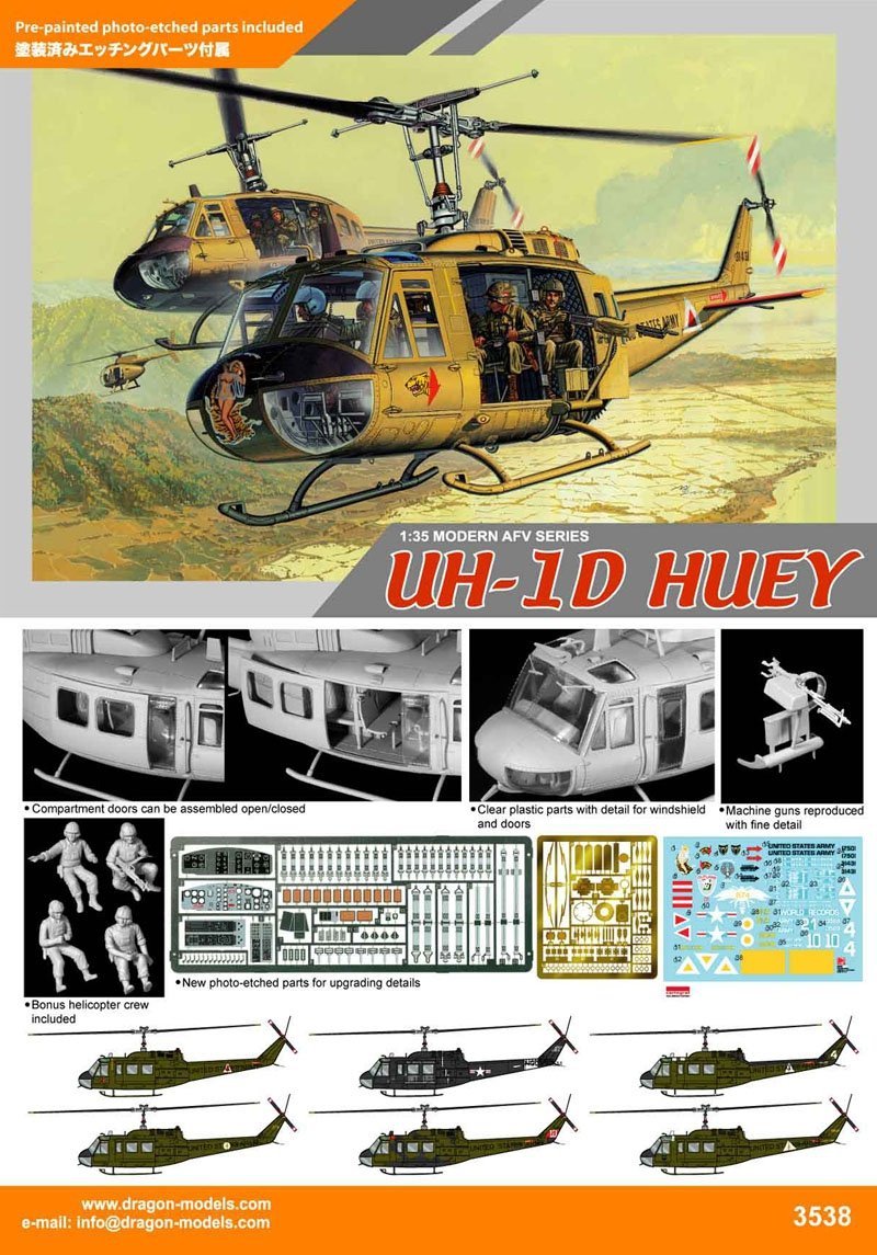 Dragon 3538 Uh-1d Huey - 1:35 - Helicopters