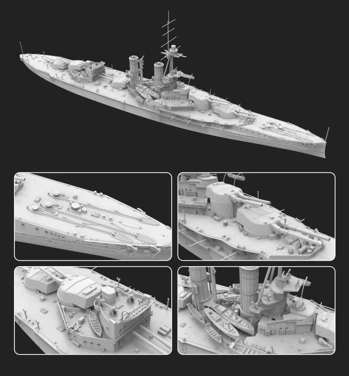 FlyHawk Model FH1312 HMS Iron Duke 1914 1 700 - scale 1:700 - Civilian ...