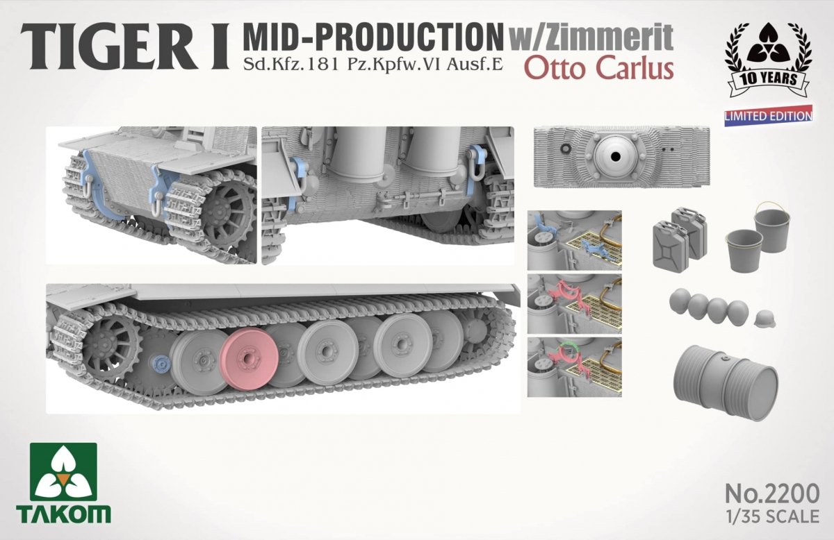 Takom 2200 Tiger I Mid Production w zimmerit Sd.Kfz. 181 Pz.Kpfw. VI ...