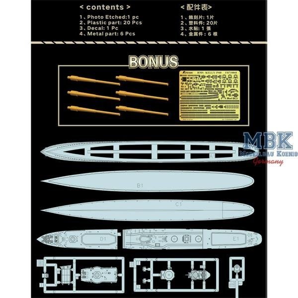 FlyHawk Model FH1119S HMS Kelly 1940 Deluxe Edition 1 700 - scale 1:700 ...