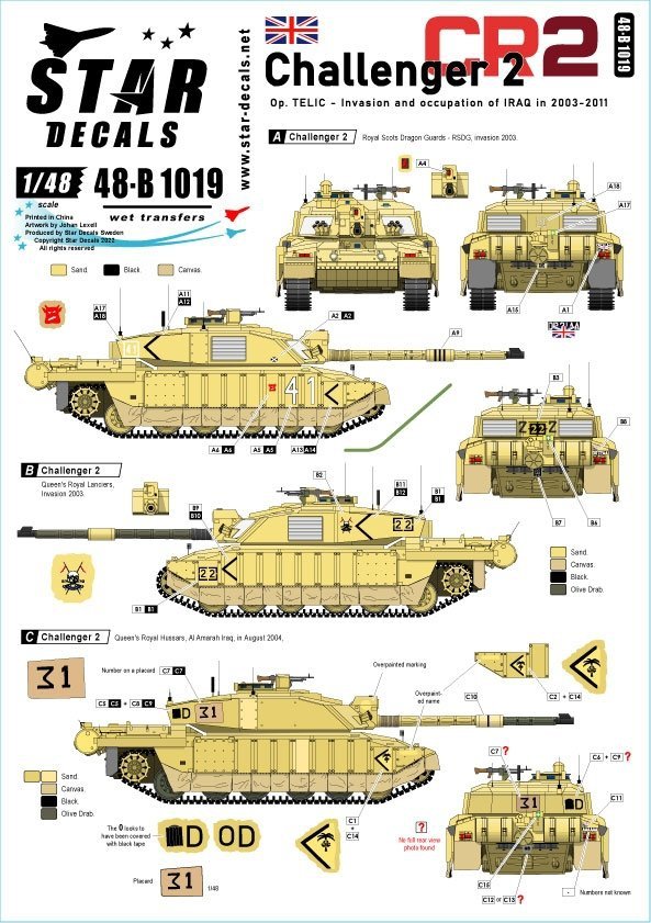 Star Decals 48-B1019 Challenger 2 - CR2. Op.Telic - Invasion and ...