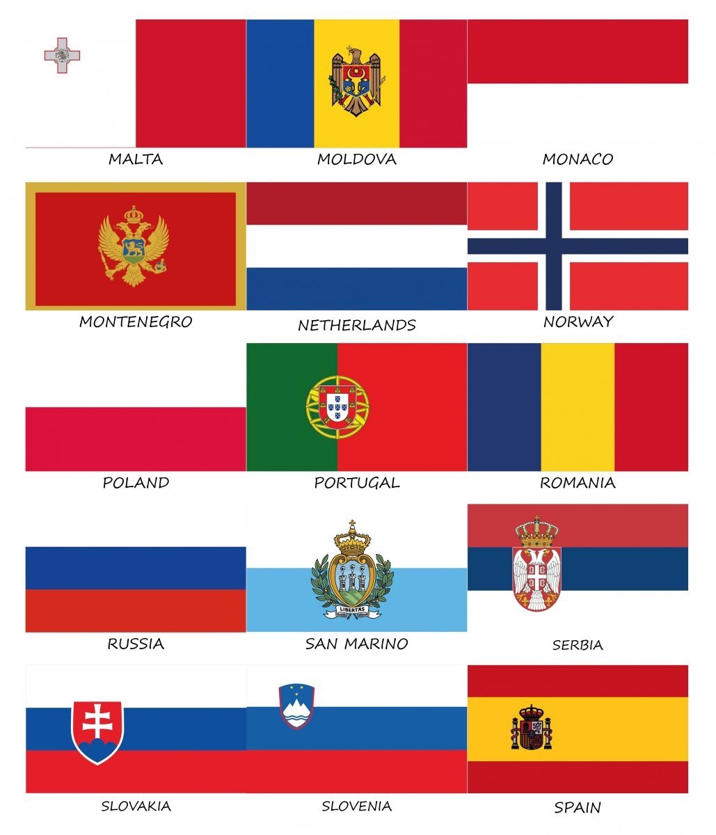 Naklejki z flagami krajów Europy - drukarnia Uni-Druk