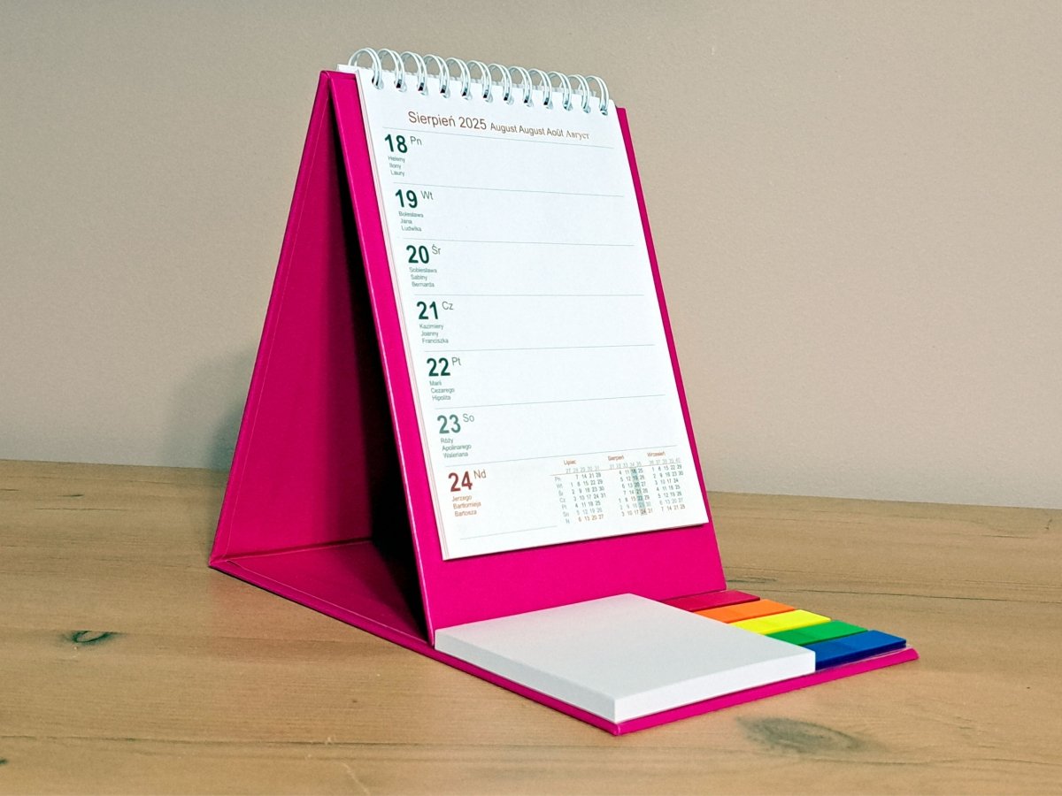 Kalendarz biurkowy z notesem i znacznikami TOP tygodniowy 2025