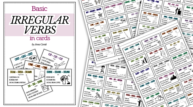 77 Basic Irregular Verbs In Cards + 18 extended + practice cards - Dla ...