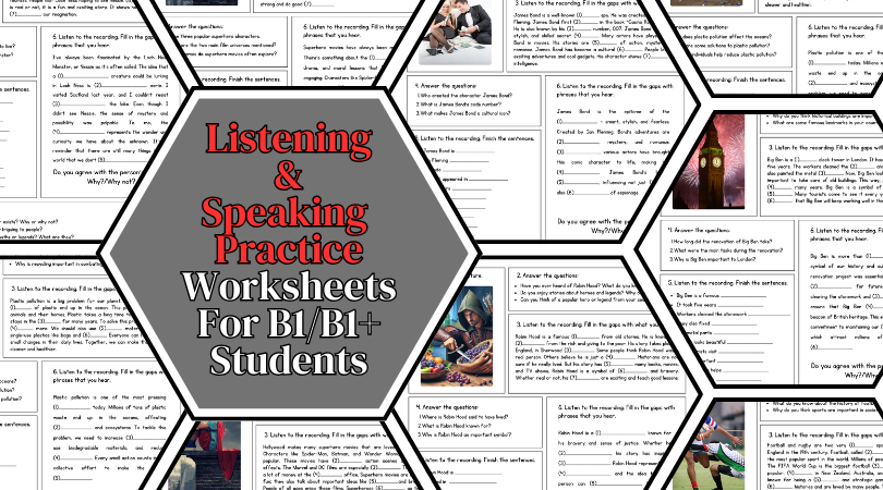 Listening & Speaking Practice Worksheets For B1 B1+ Students - B1 B2