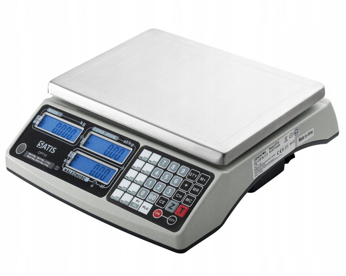 Waga Sklepowa Kalkulacyjna z Legalizacją 15kg / 6kg dokładność 5g /2g RS232 CPT10 6/15kg RS ...