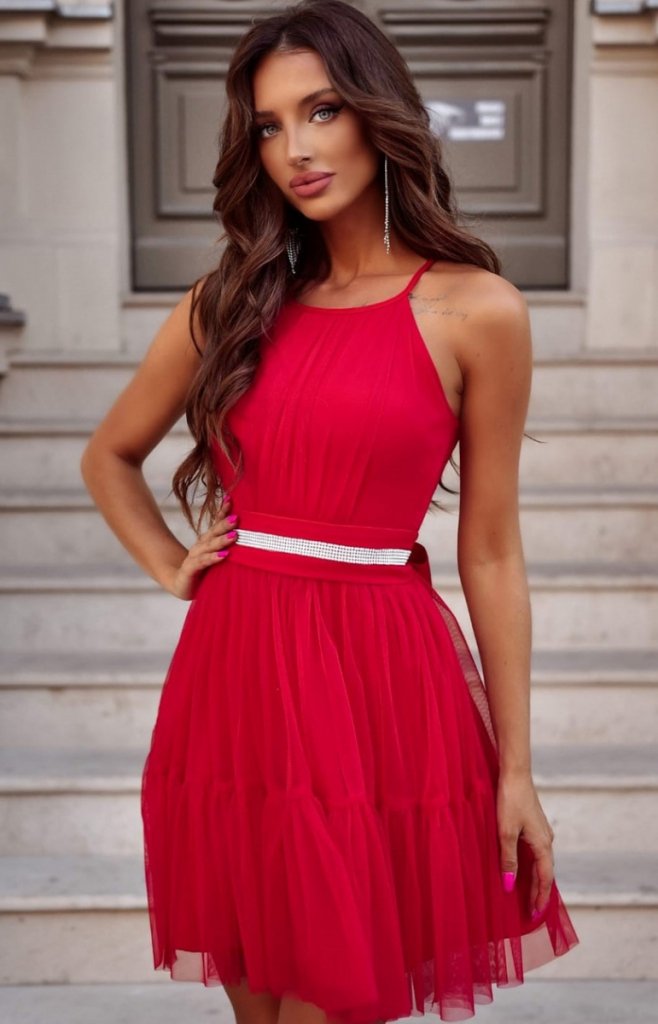 Duet Cristal tiulowa mini sukienka czerwona | Intimiti.pl