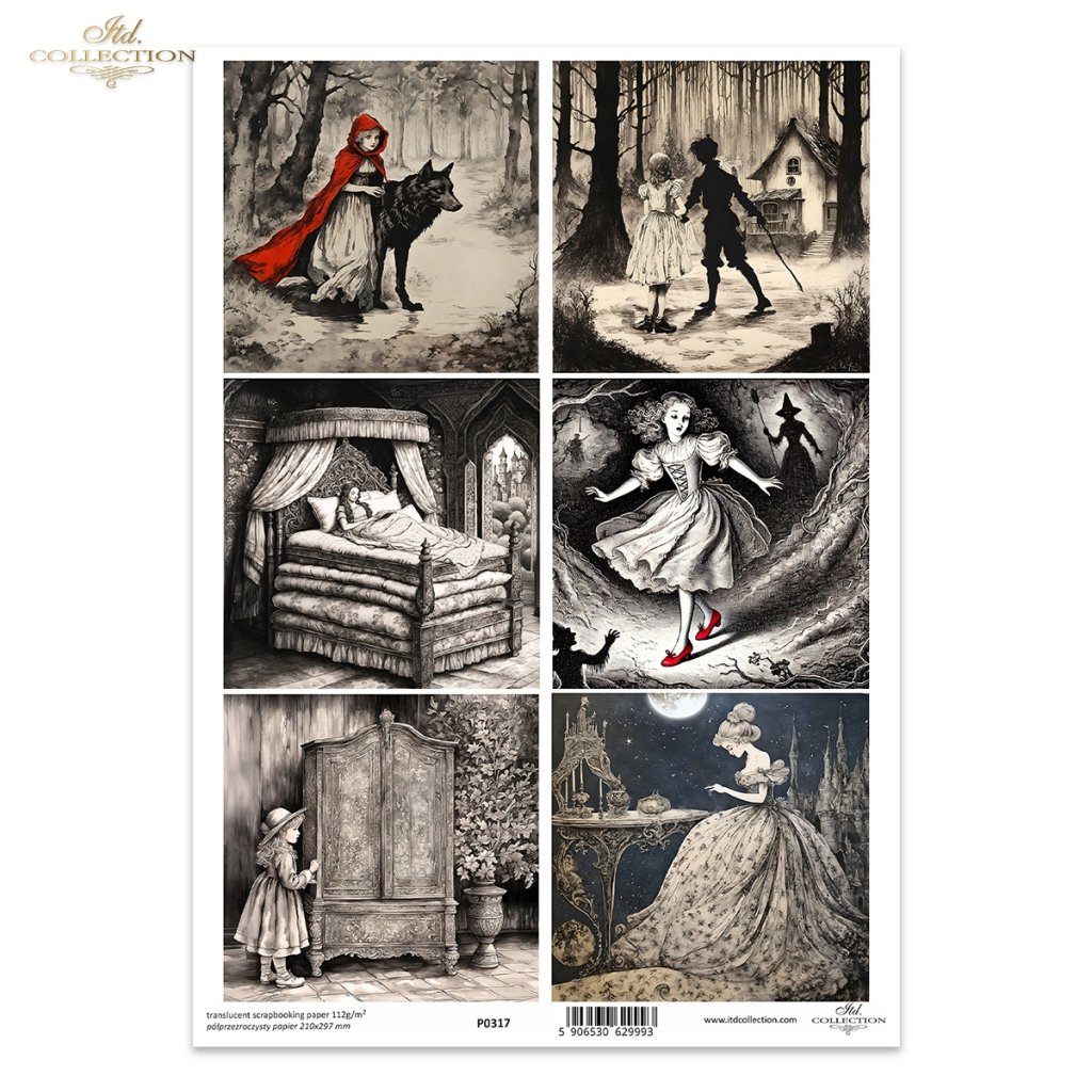 translucent scrapbooking paper P0317 Lost in a Fairy Tale, Black ...