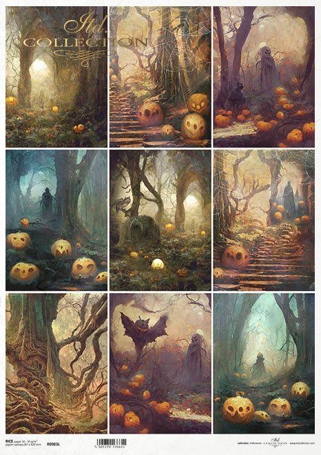 Rice paper A3 R0983L - Series - Halloween - miniatures, secret forest ...