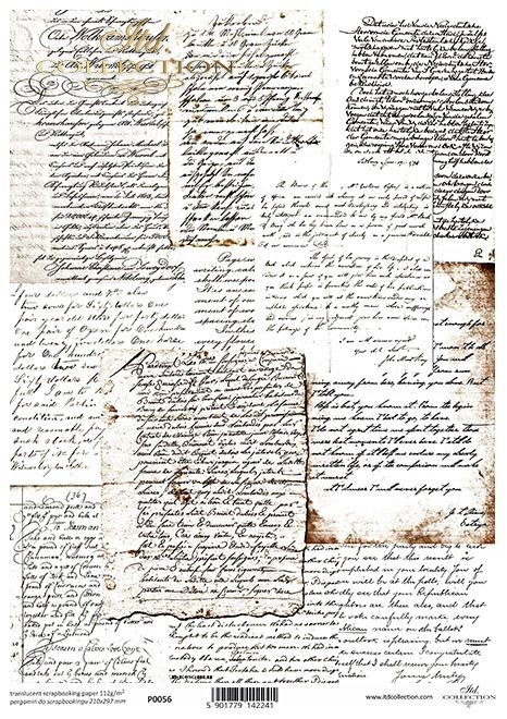 Pergamin do scrapbookingu P056 * retro, Vintage, stare pismo, gazeta ...