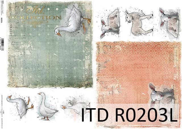 Rice paper A3 R203L - Easter, geese, lambs, very interesting green and ...