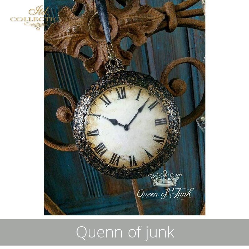 Rice paper R144 - clocks and flowers