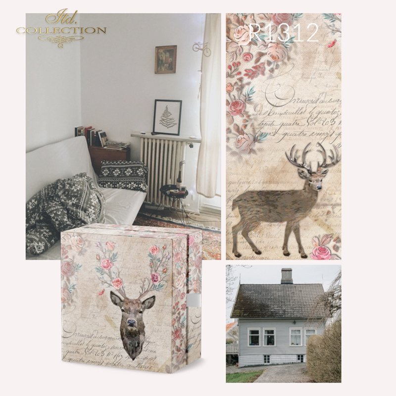 Rice paper R1312 - Animals, heads, deer antlers